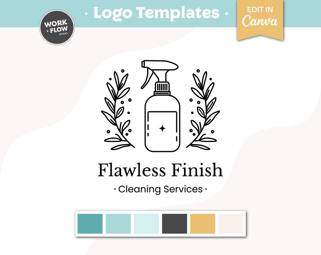 Editable Canva Logo for Professional Cleaners, Cleaning Logo, Canva ...