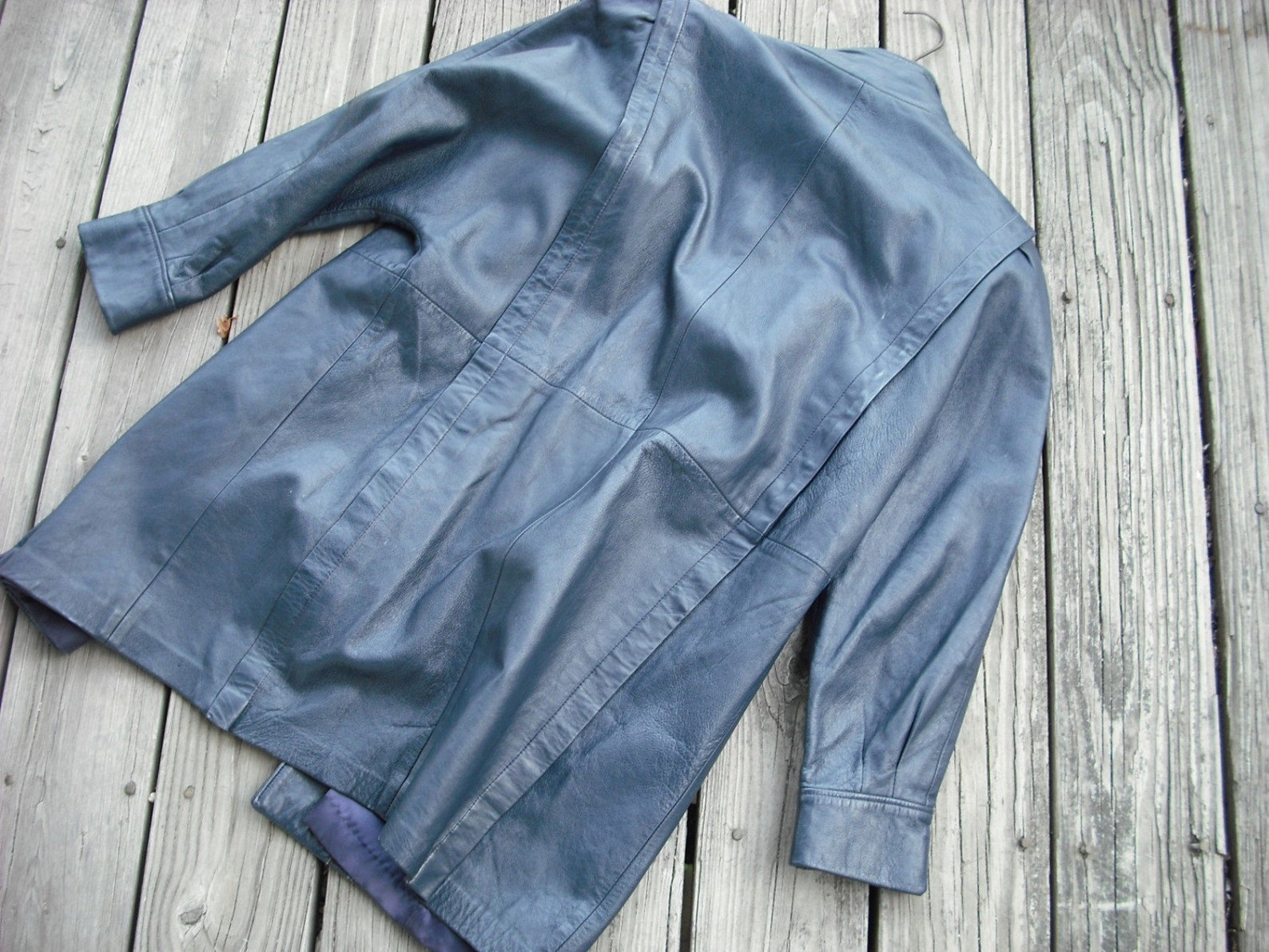 Vintage Jacket Blue Leather New Wave 1980s - Etsy