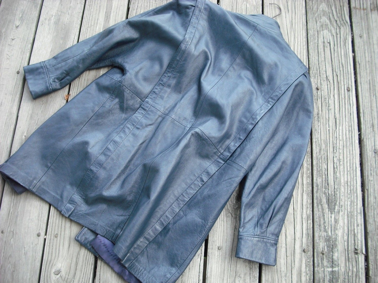 Vintage Jacket Blue Leather New Wave 1980s - Etsy
