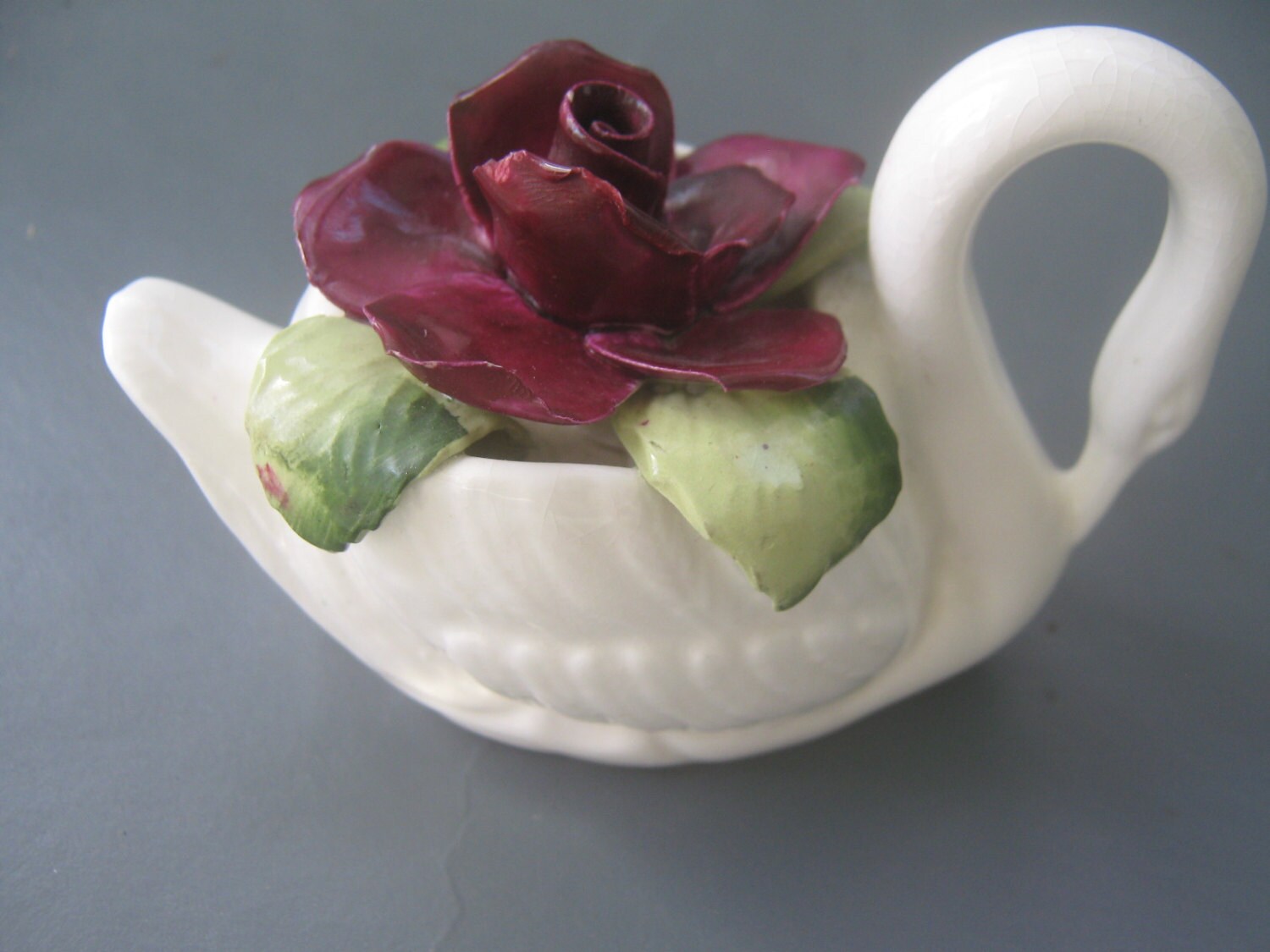 Vintage Swan Red Rose Figurine House of Goebel Bone China England - Etsy