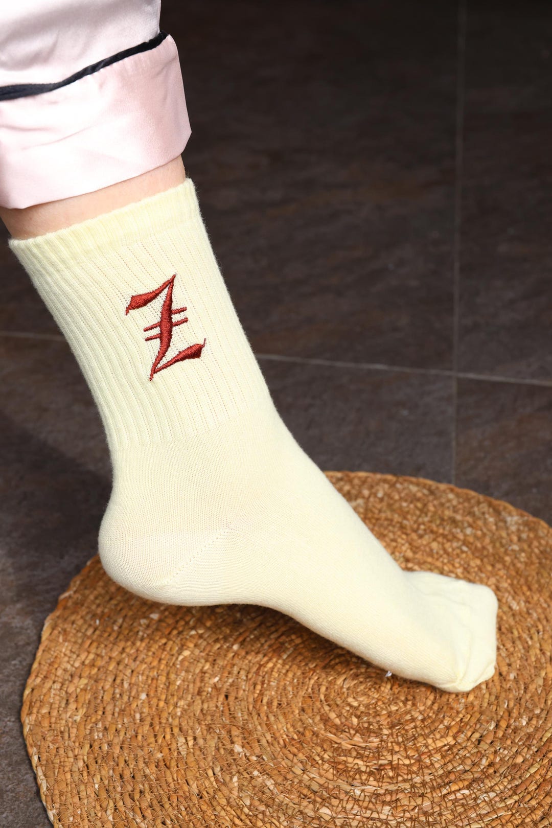 Embroidered Initial Wedding Socks | Custom Date, Bridal Party Gift - Etsy