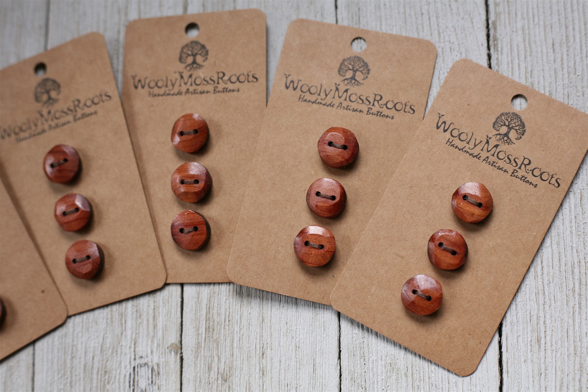SALE! Sets of 3 Tiny Rustic Wood Buttons in Red Cedar {1/2}
