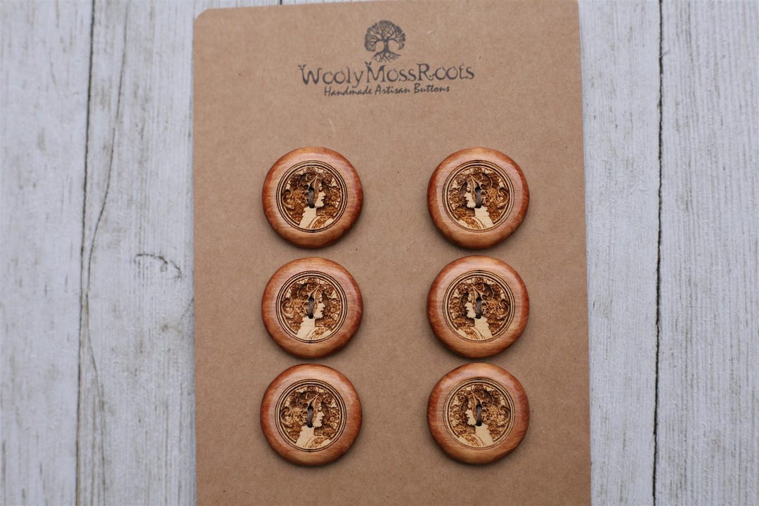 6 Hand-painted Wooden Cameo Buttons {1"} - Etsy