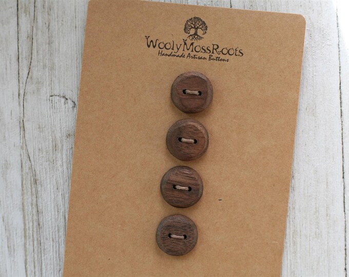 4 Rustic Wood Buttons in Black Walnut {3/4"} - Etsy