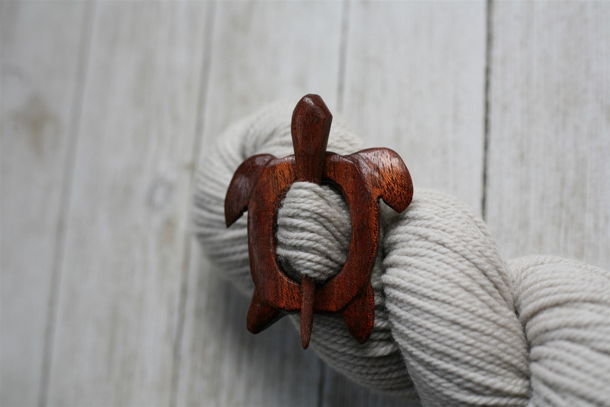 Carved Turtle Shawl Pin in Mahogany Wood