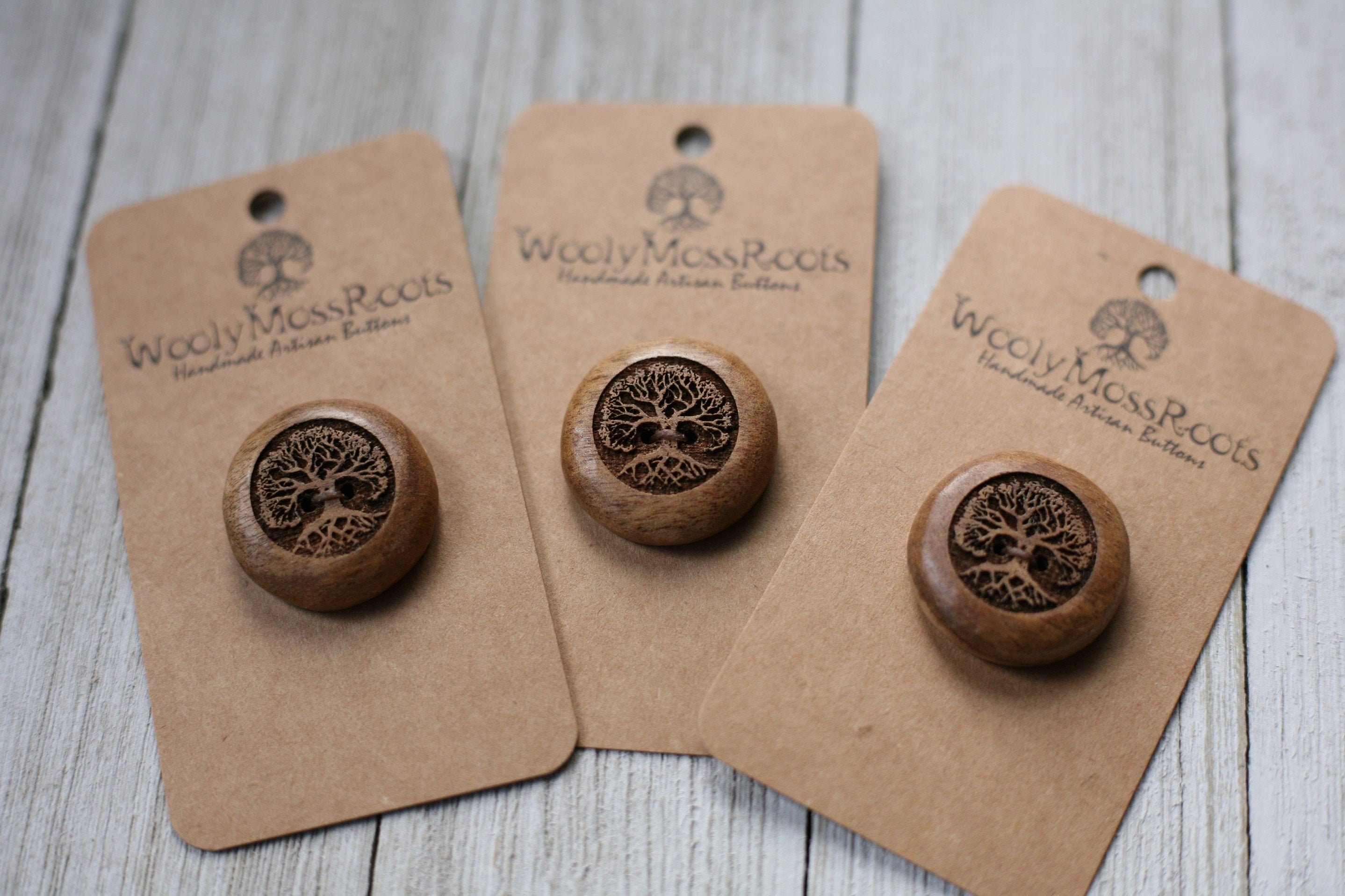 3 Tree Buttons in Oregon Myrtlewood {1}
