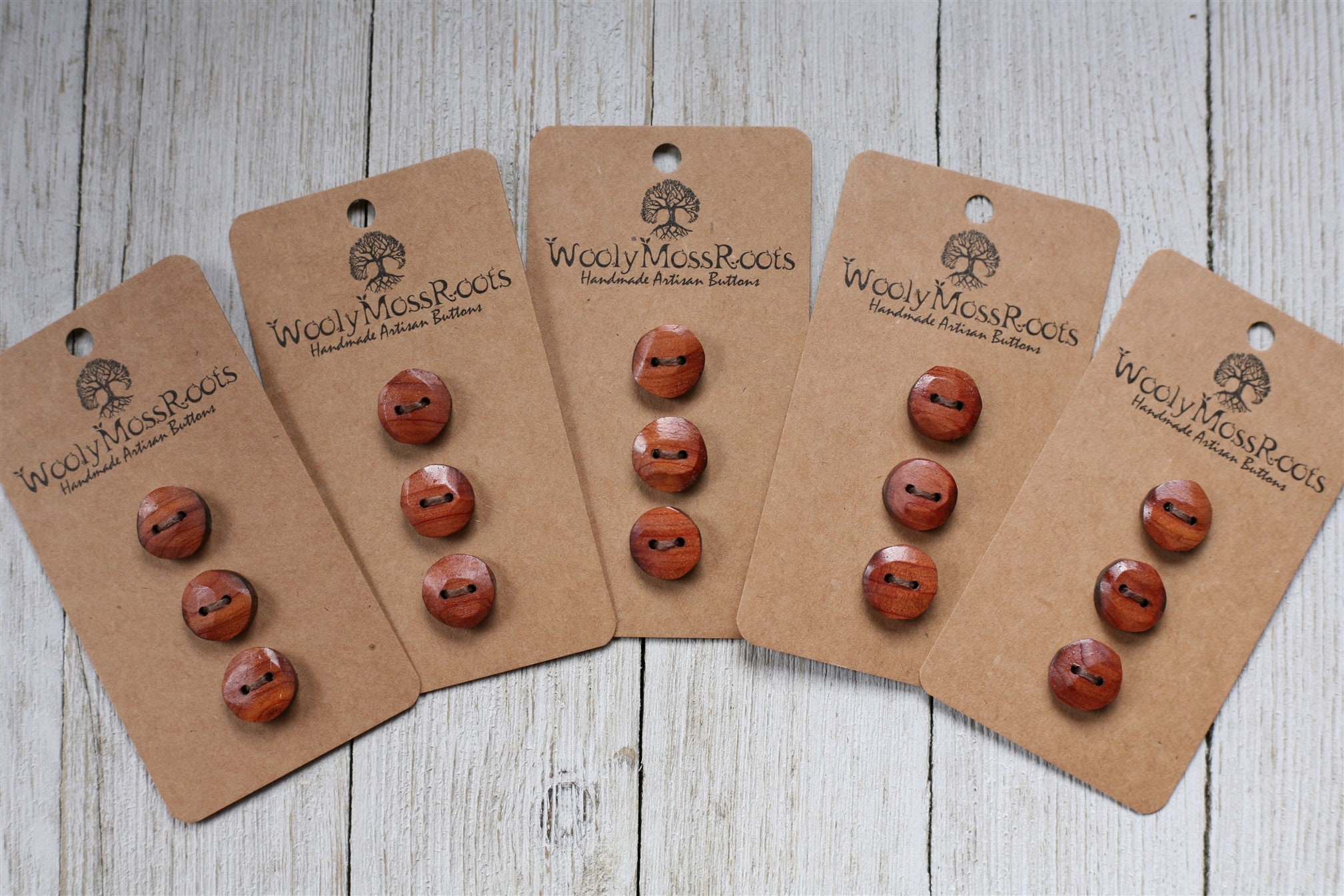 SALE! Sets of 3 Tiny Rustic Wood Buttons in Red Cedar {1/2}