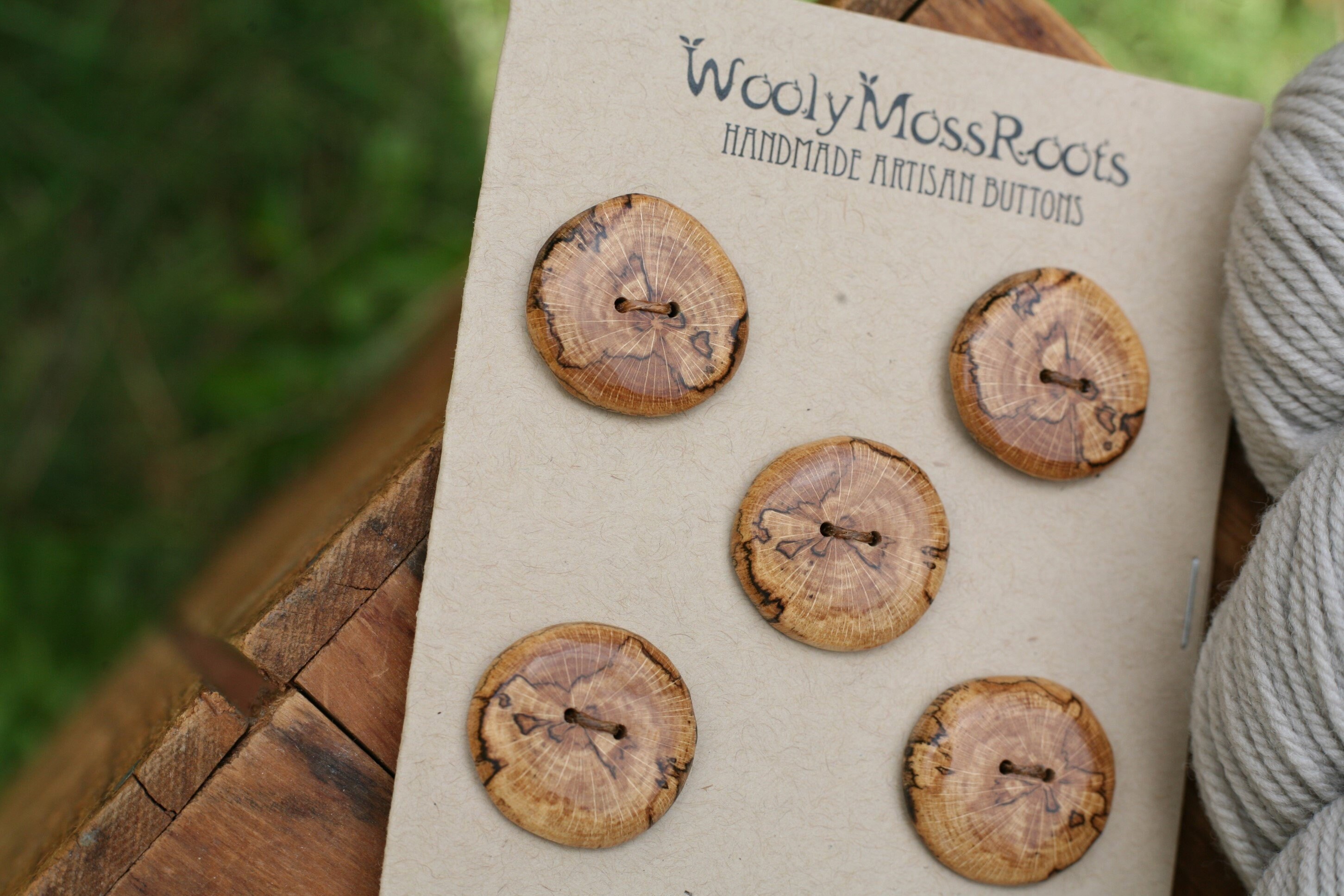 5 Spalted Beech Wood Buttons