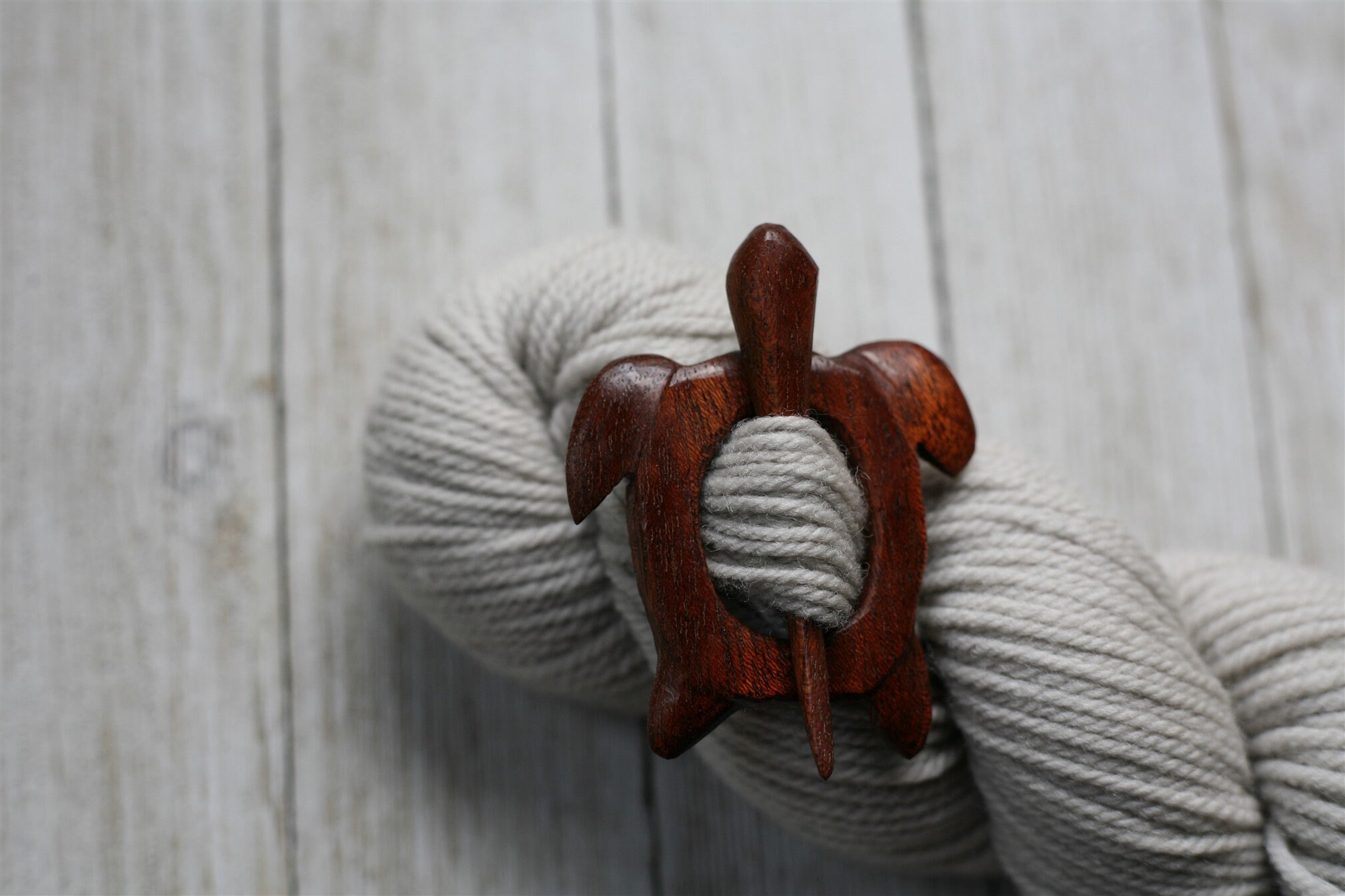 Carved Turtle Shawl Pin in Mahogany Wood