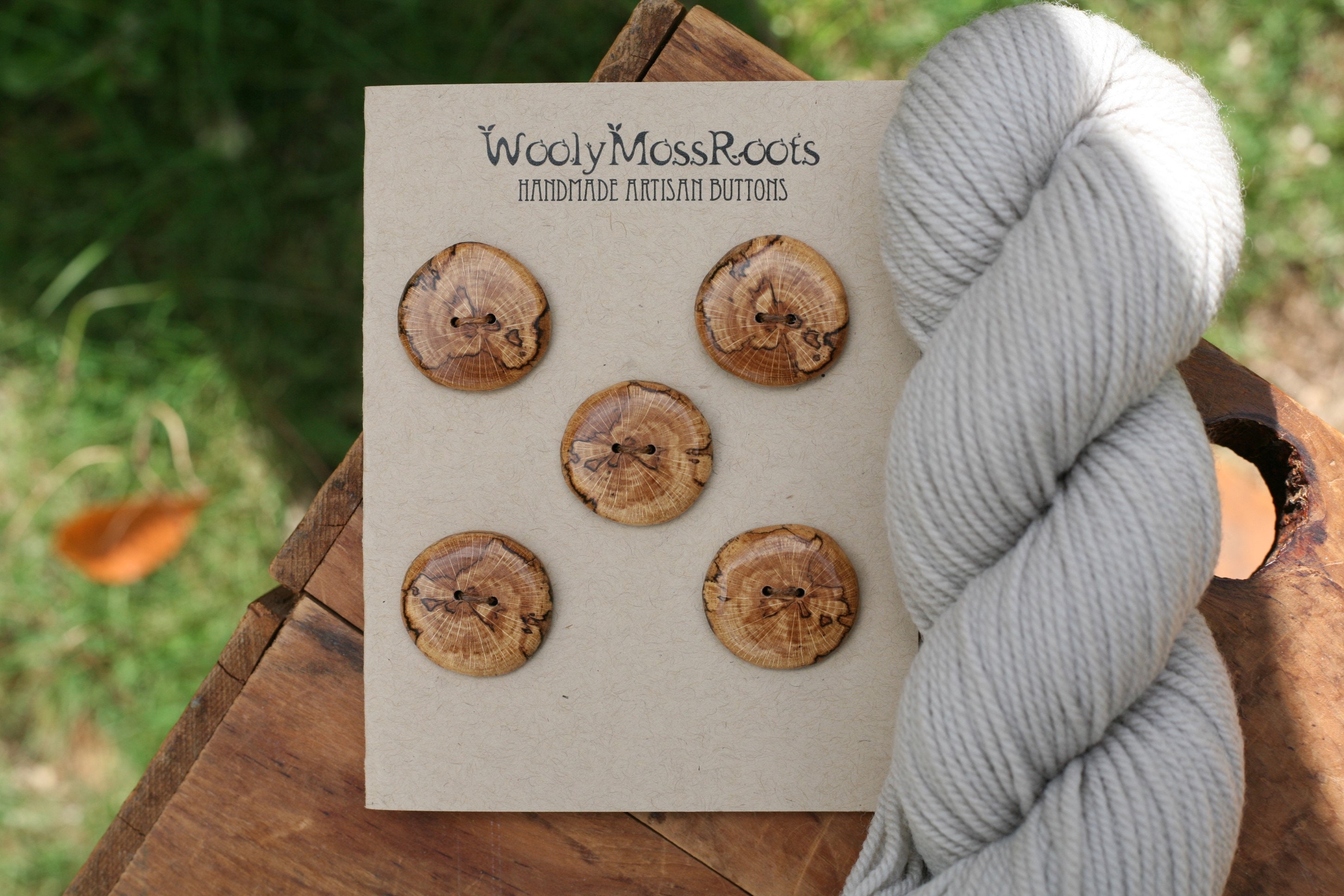5 Spalted Beech Wood Buttons