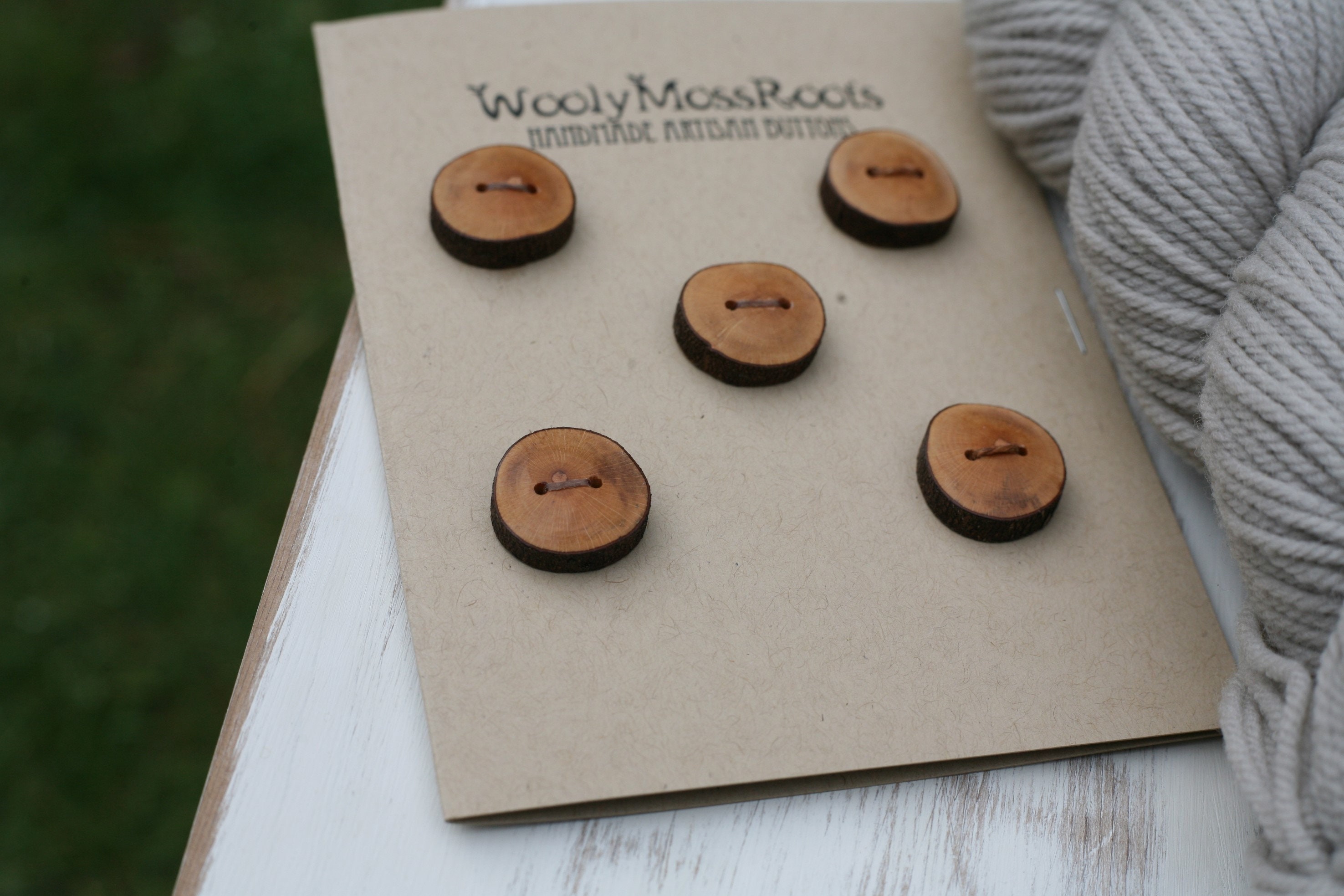 4 Rustic Rhododendron Wood Buttons