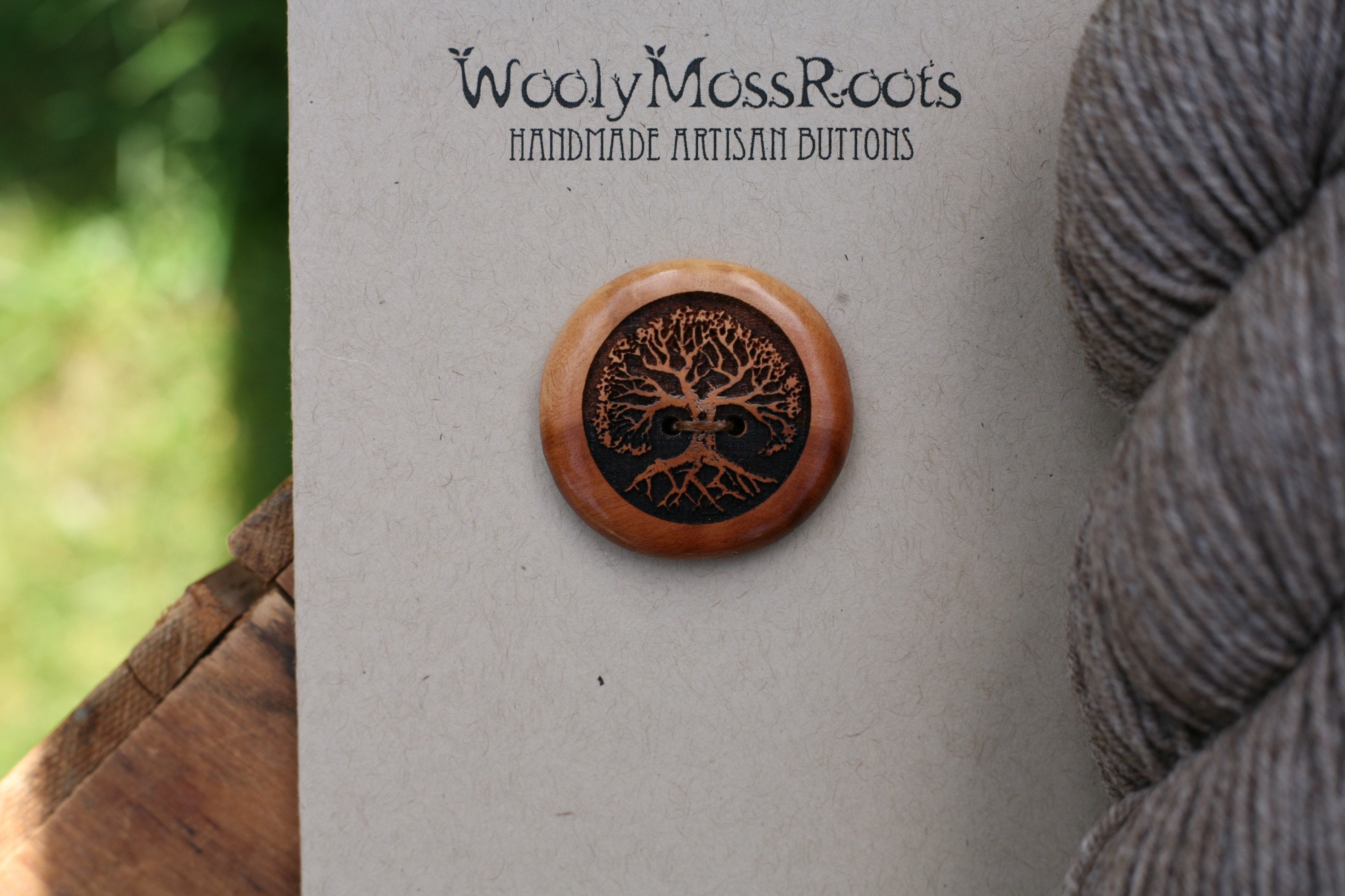 Tree Button in Mountain Mahogany Wood