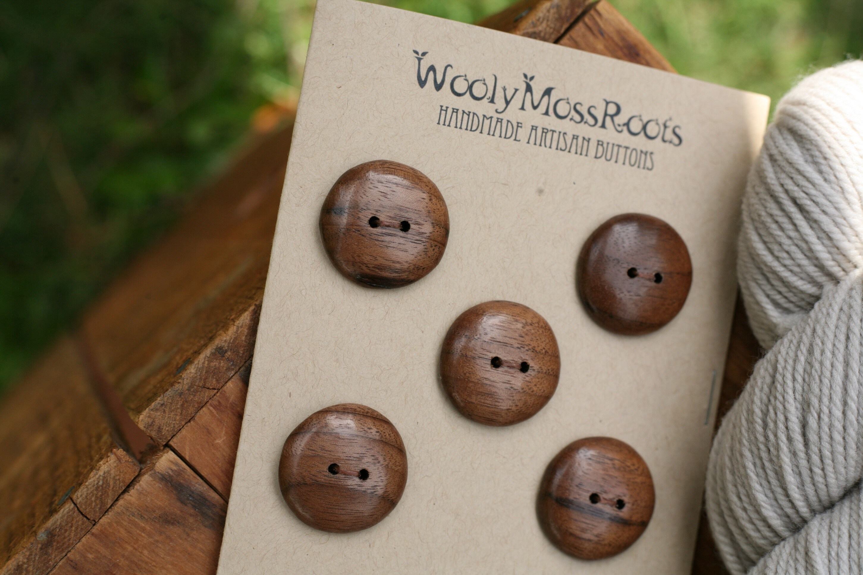 5 Black Walnut Wood Buttons