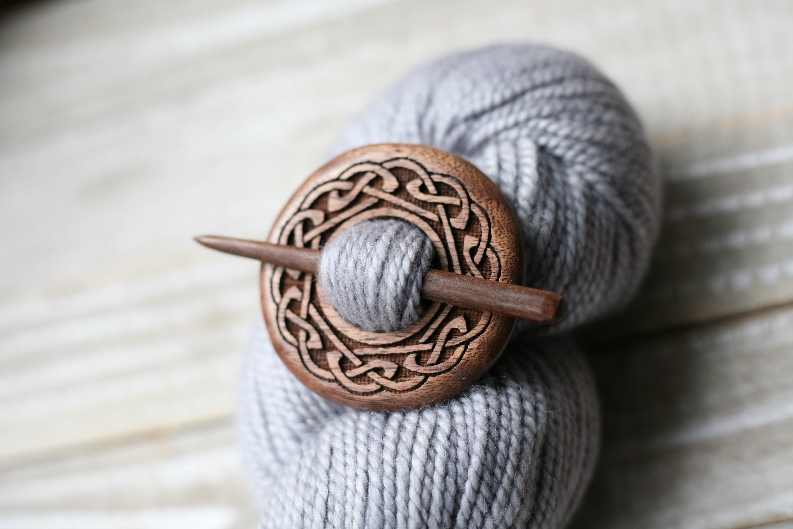 Celtic Knot Shawl Pin in Black Walnut