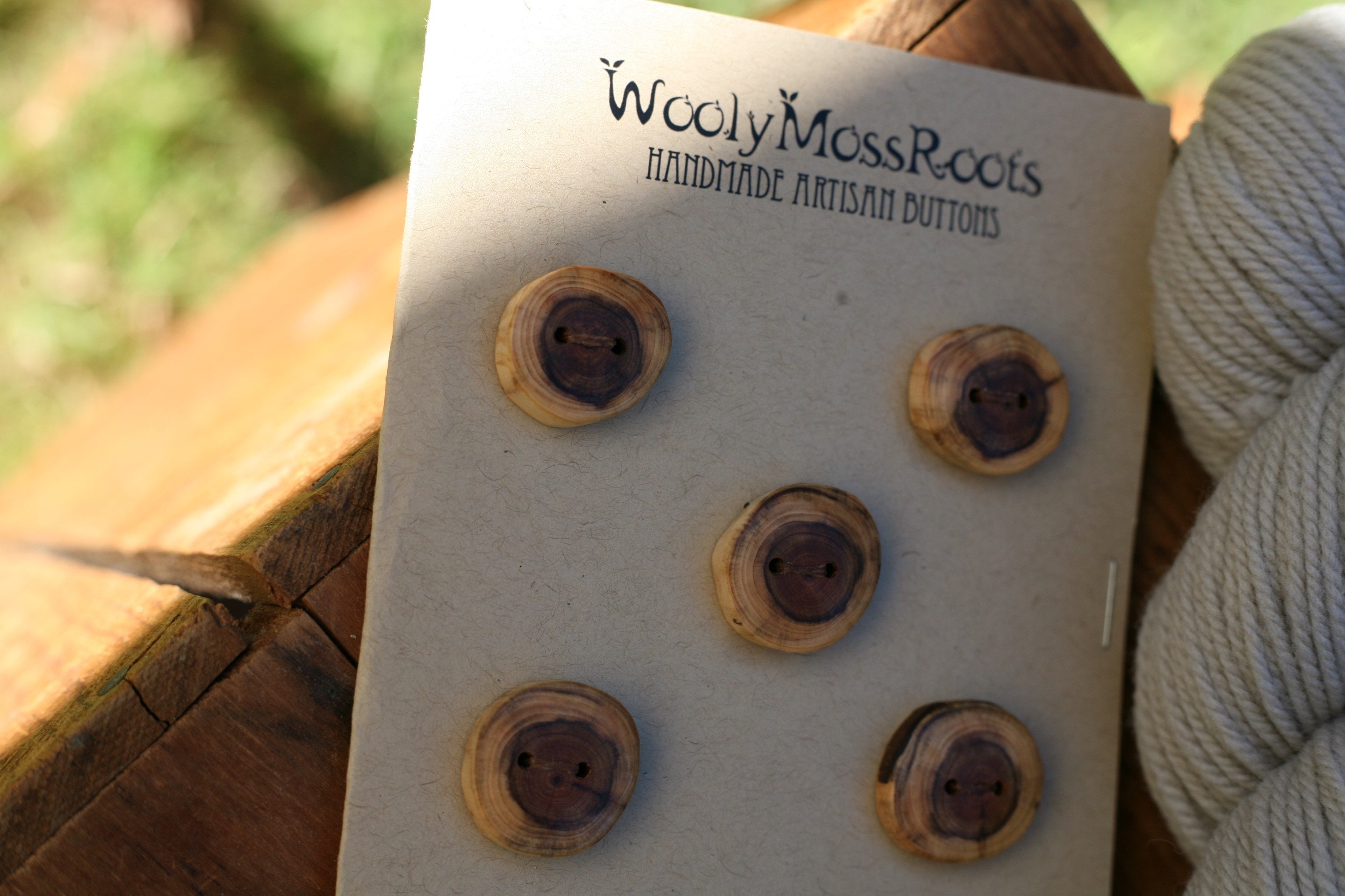 5 Rustic Wood Buttons in Oregon Yew
