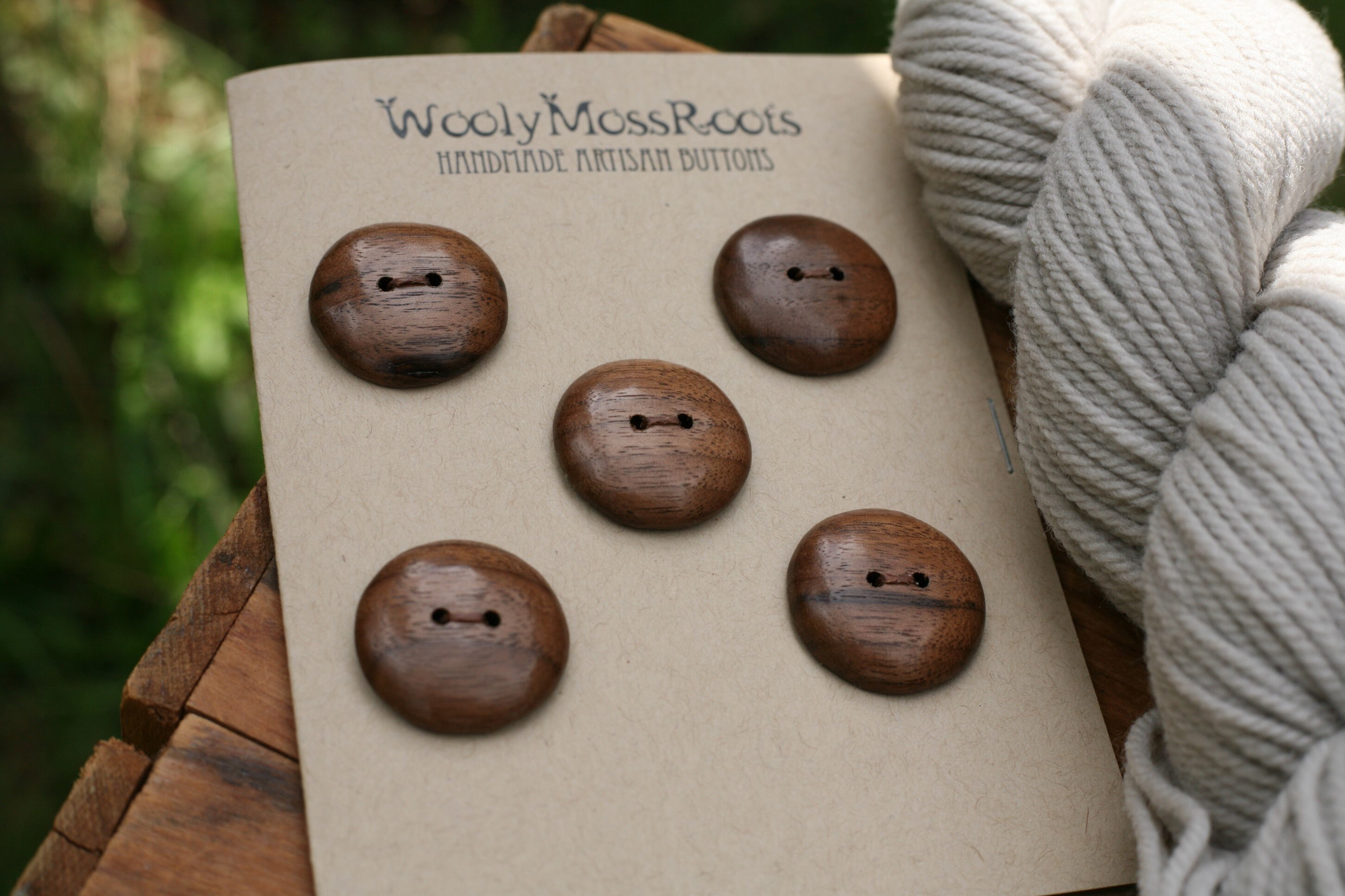 5 Black Walnut Wood Buttons