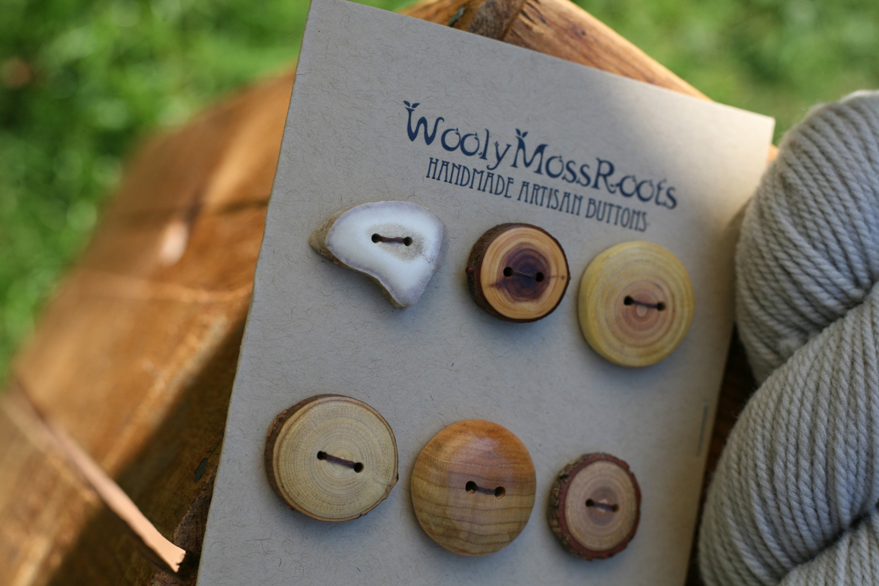 6 Mixed Wood & Antler Buttons