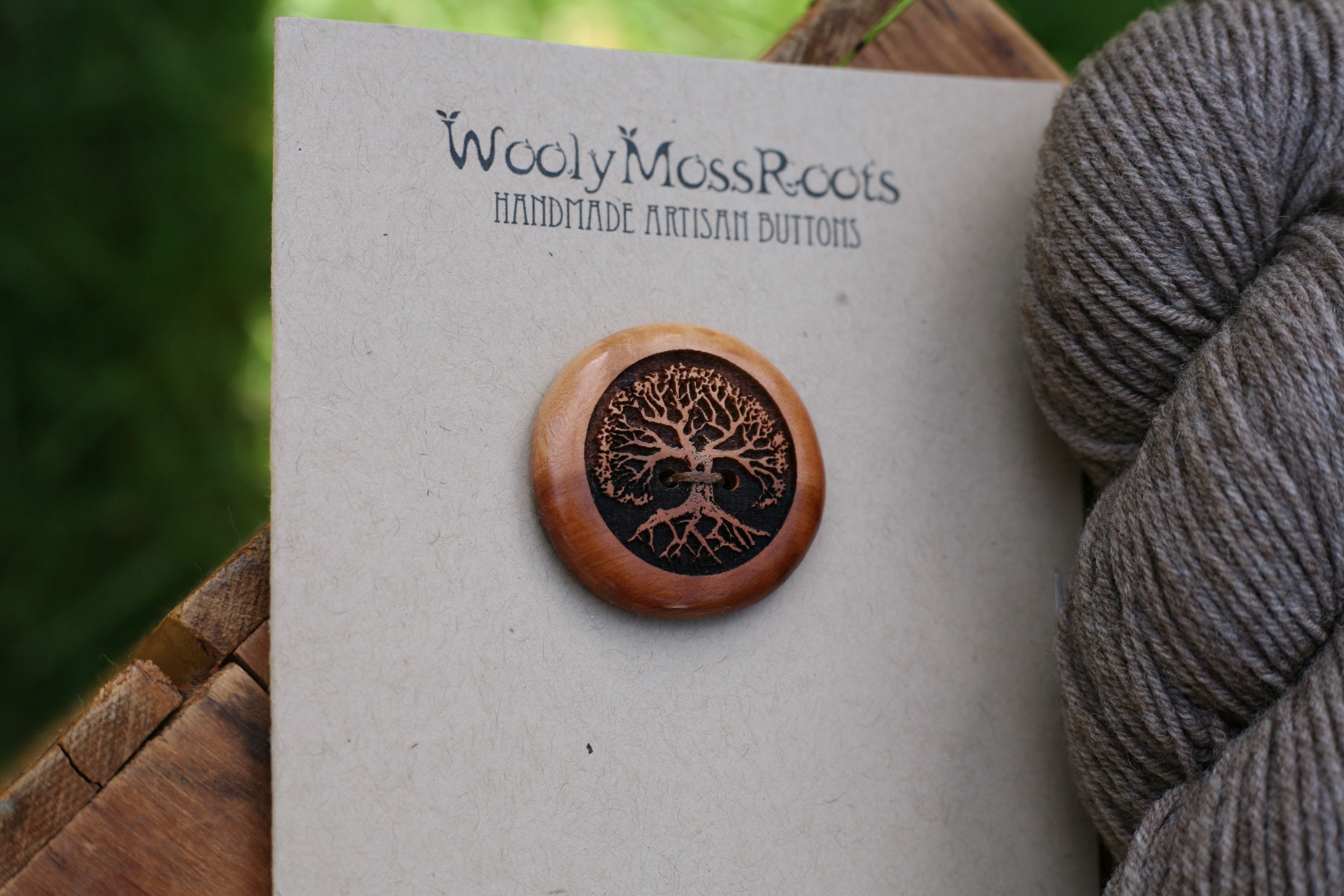 Tree Button in Mountain Mahogany Wood