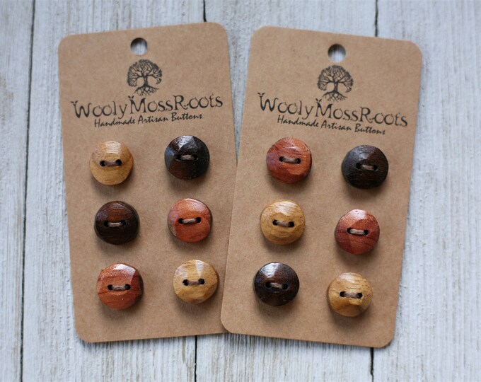 Handmade Button Mix- 6 Tiny Rustic Wood Buttons {1/2"} - Etsy