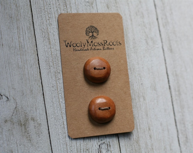 2 Wood Buttons in Cherry Wood - Etsy