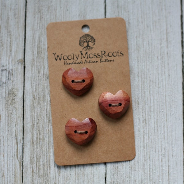 Wood Heart Buttons - Etsy