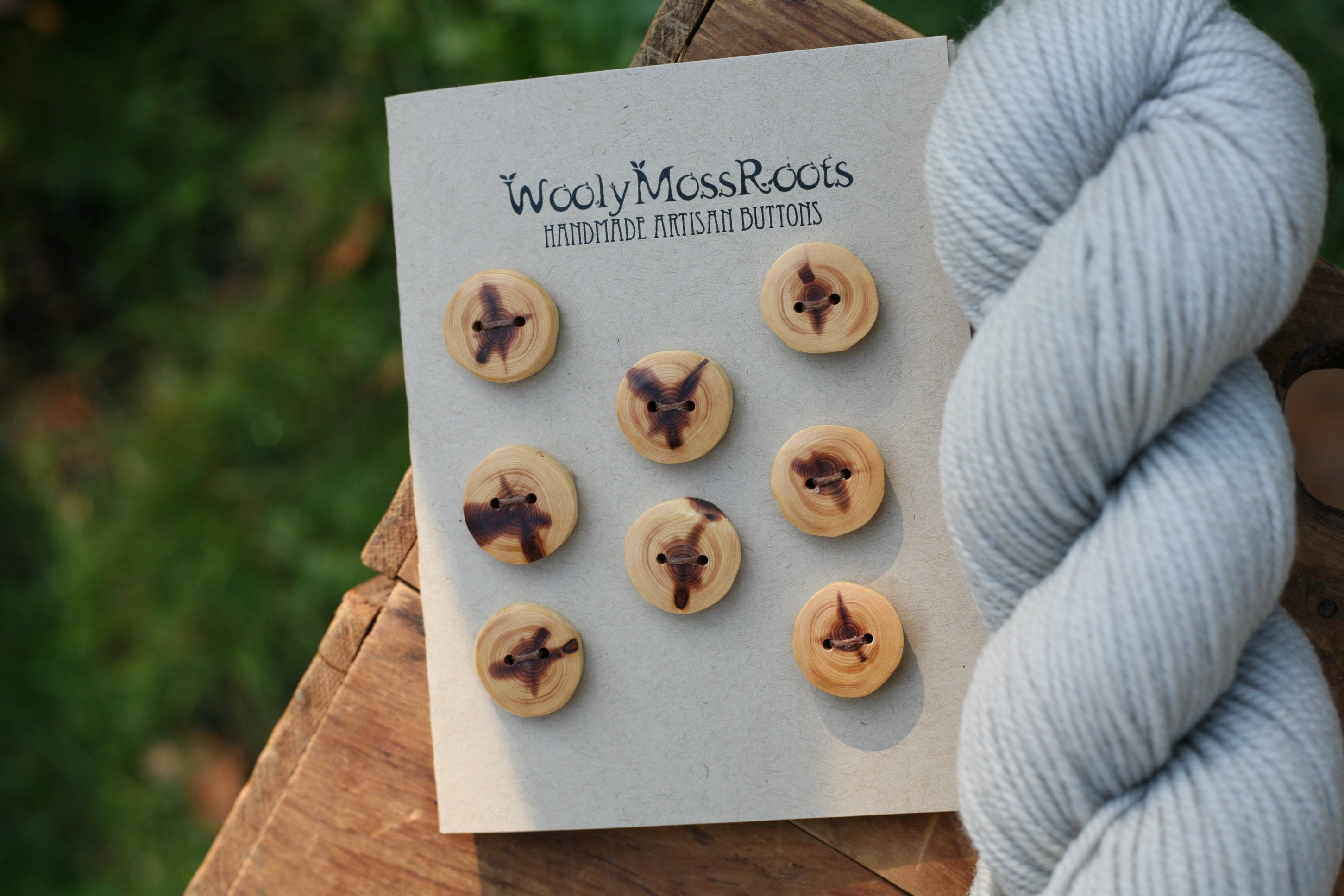 8 Rustic Wood Buttons in Red Cedar