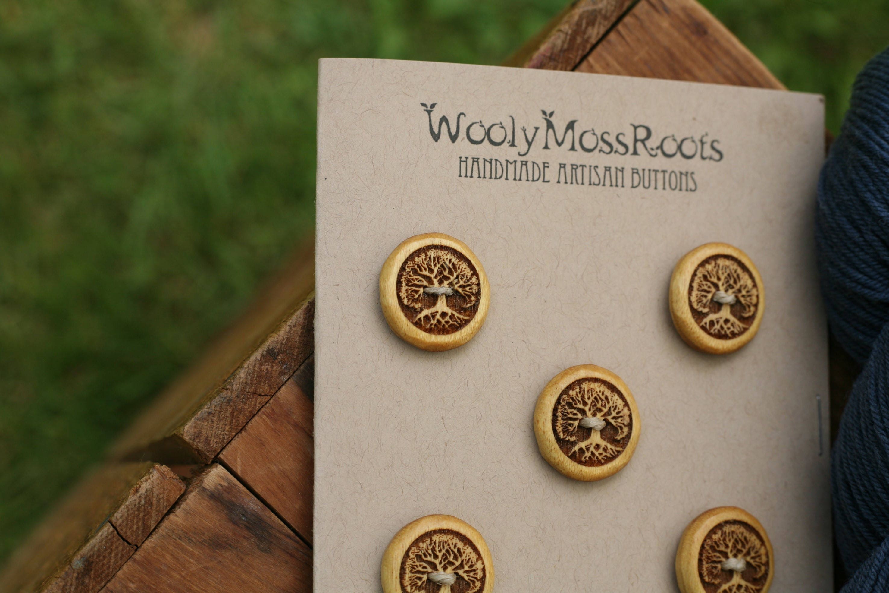 SALE! 5 Yellowheart Wood Tree Buttons