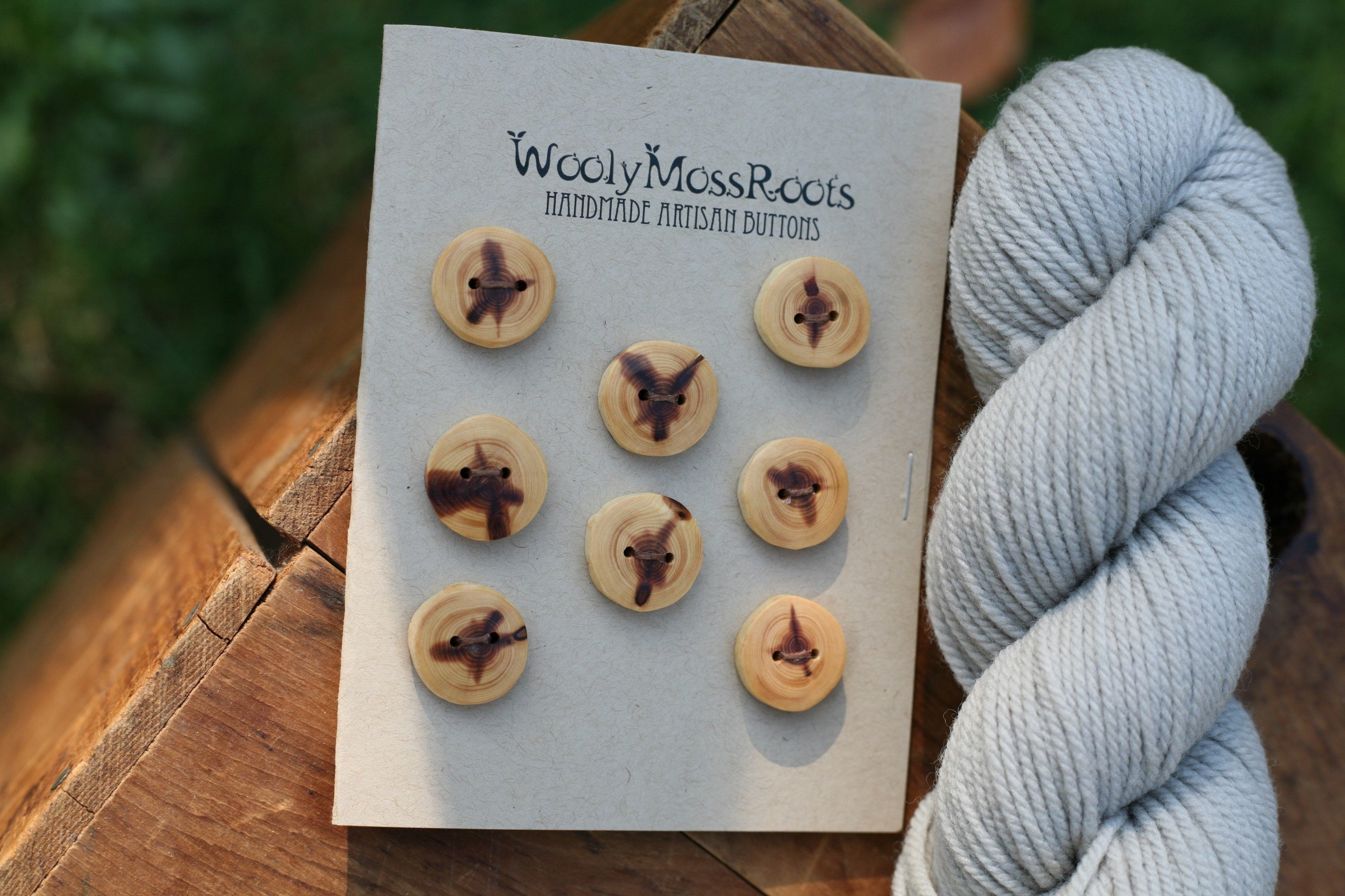 8 Rustic Wood Buttons in Red Cedar