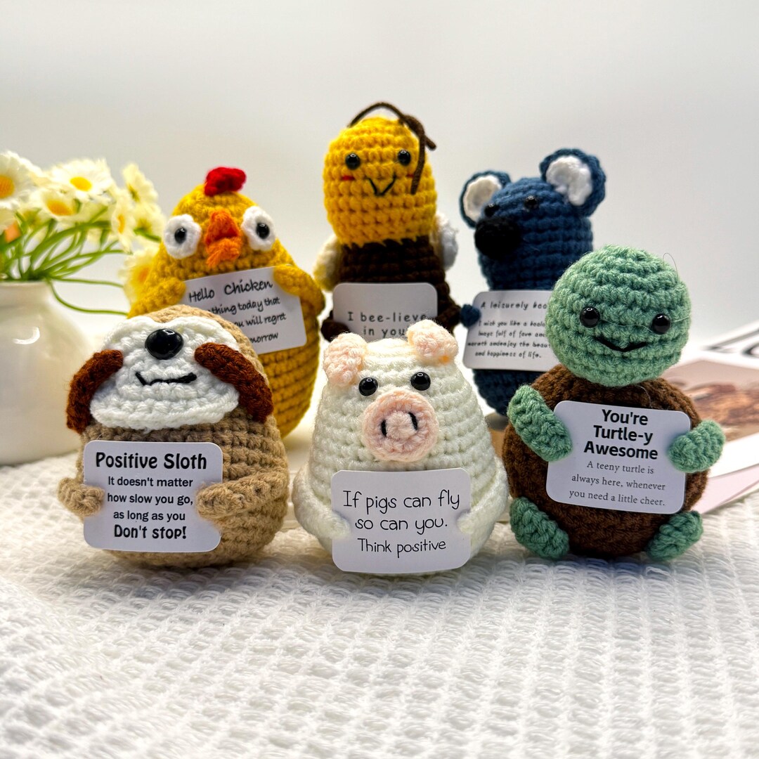 Cute Crochet Animal,positive Pig,emotional Support Bee Sloth,crochet ...