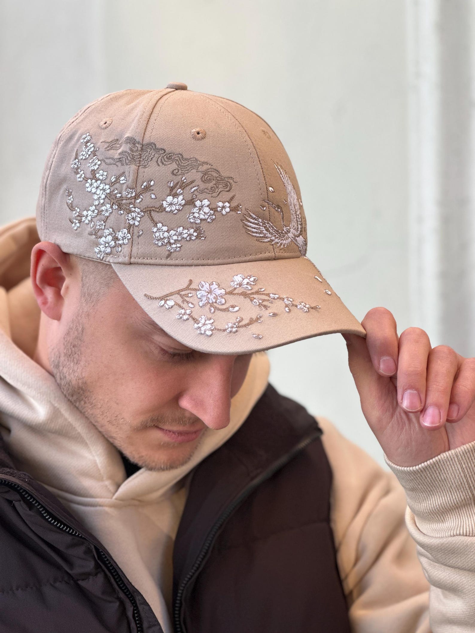 Sakura Crane Embroidered Cap - Unisex - Sakura Sand - Etsy