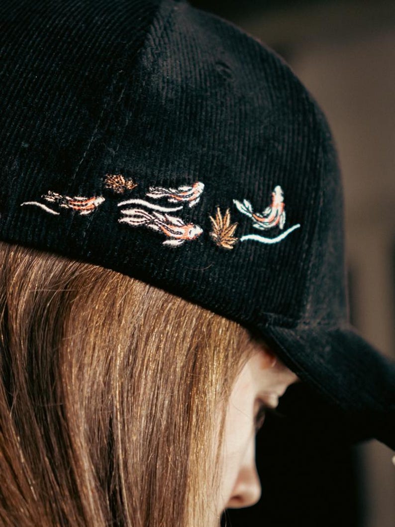 Embroidered Koi Cap - Luxury Corduroy, Unisex - Koi Fish Hat - Etsy