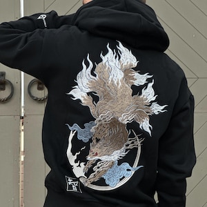 Heavy Embroidery Hoodie - 9 Tail Fox - Unisex Cotton - Etsy