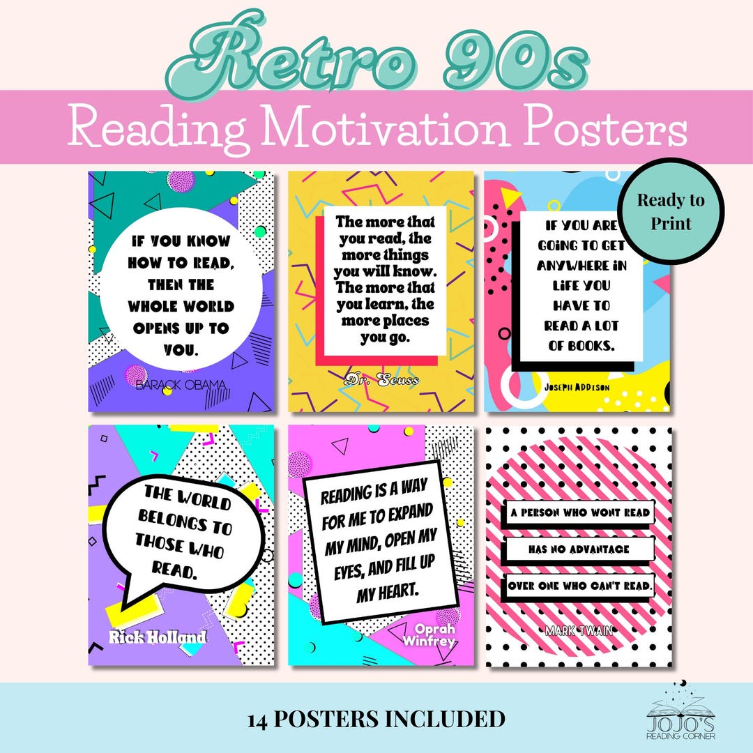 Retro 90s Motivational Classroom Posters Reading Classroom Decor ...
