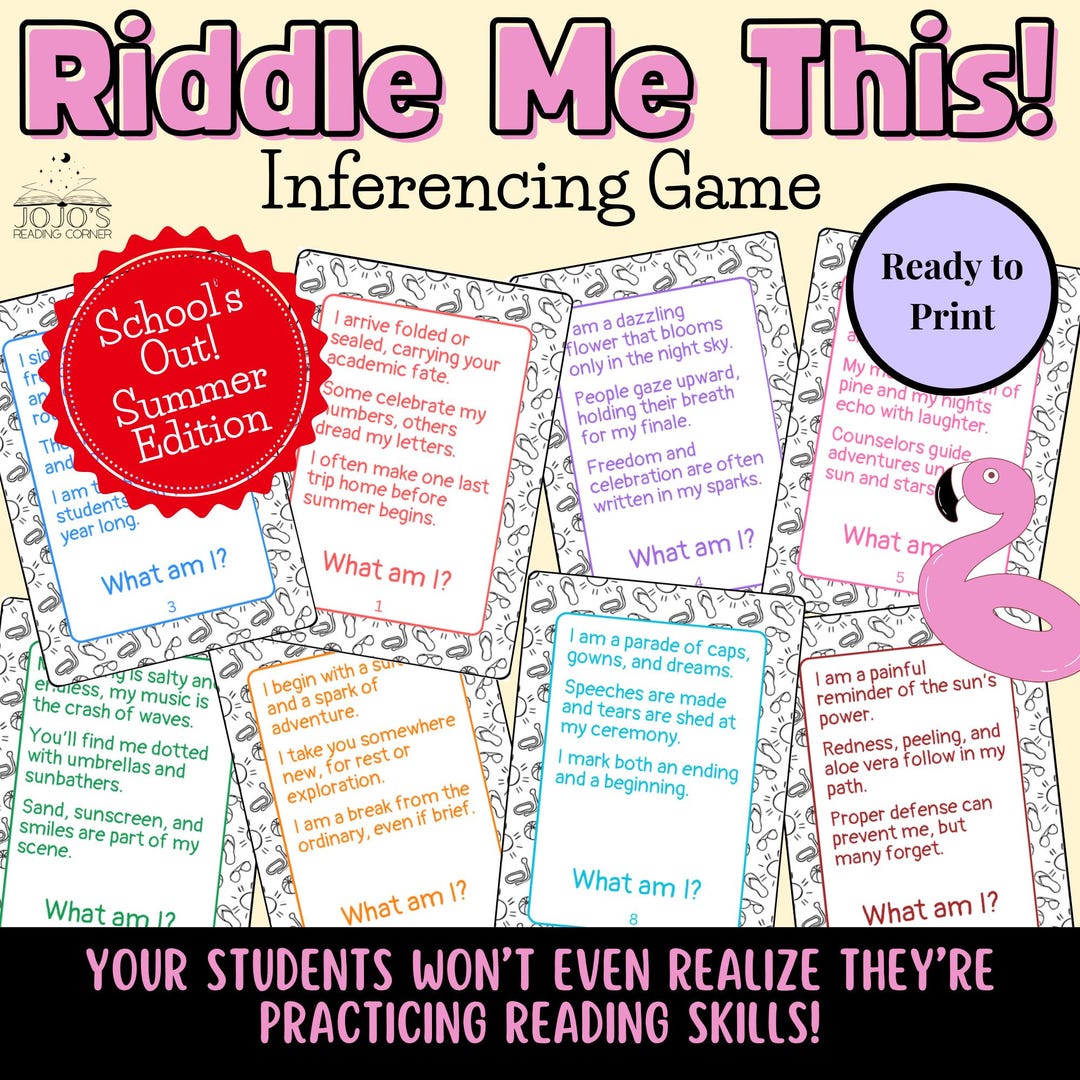 End of Year Inference Game | School’s Out Summer Riddles | Fun Last ...
