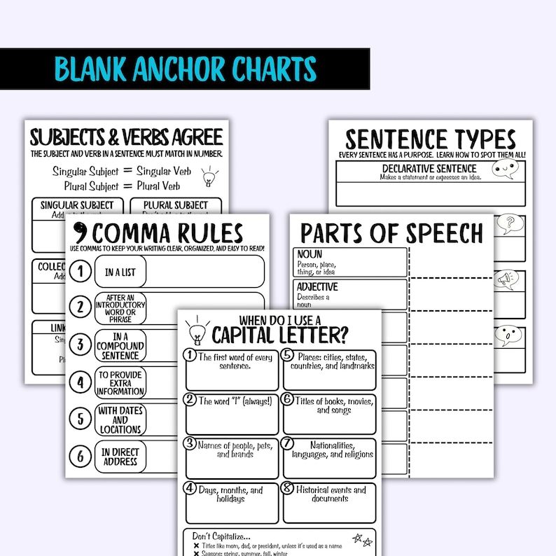 Grammar Posters With Mini Anchor Charts | Middle School Grammar Anchor ...