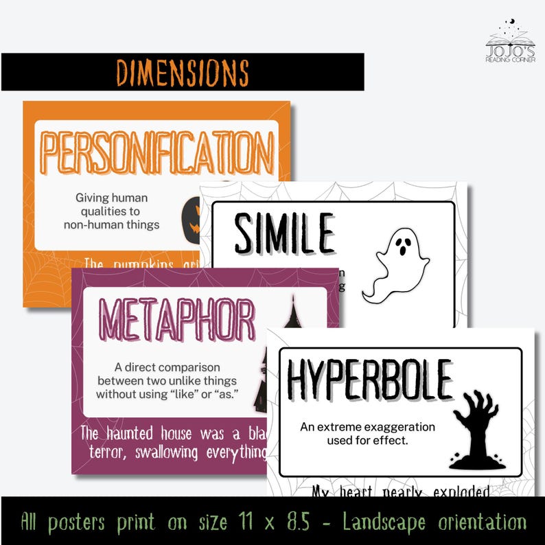 Halloween Figurative Language Posters | Spooky Literary Devices ...