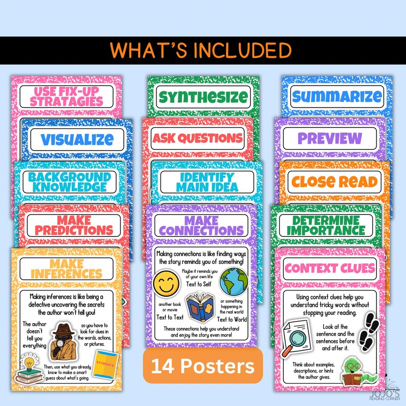 Reading Comprehension Strategies Posters Set | Essential Reading Skills ...