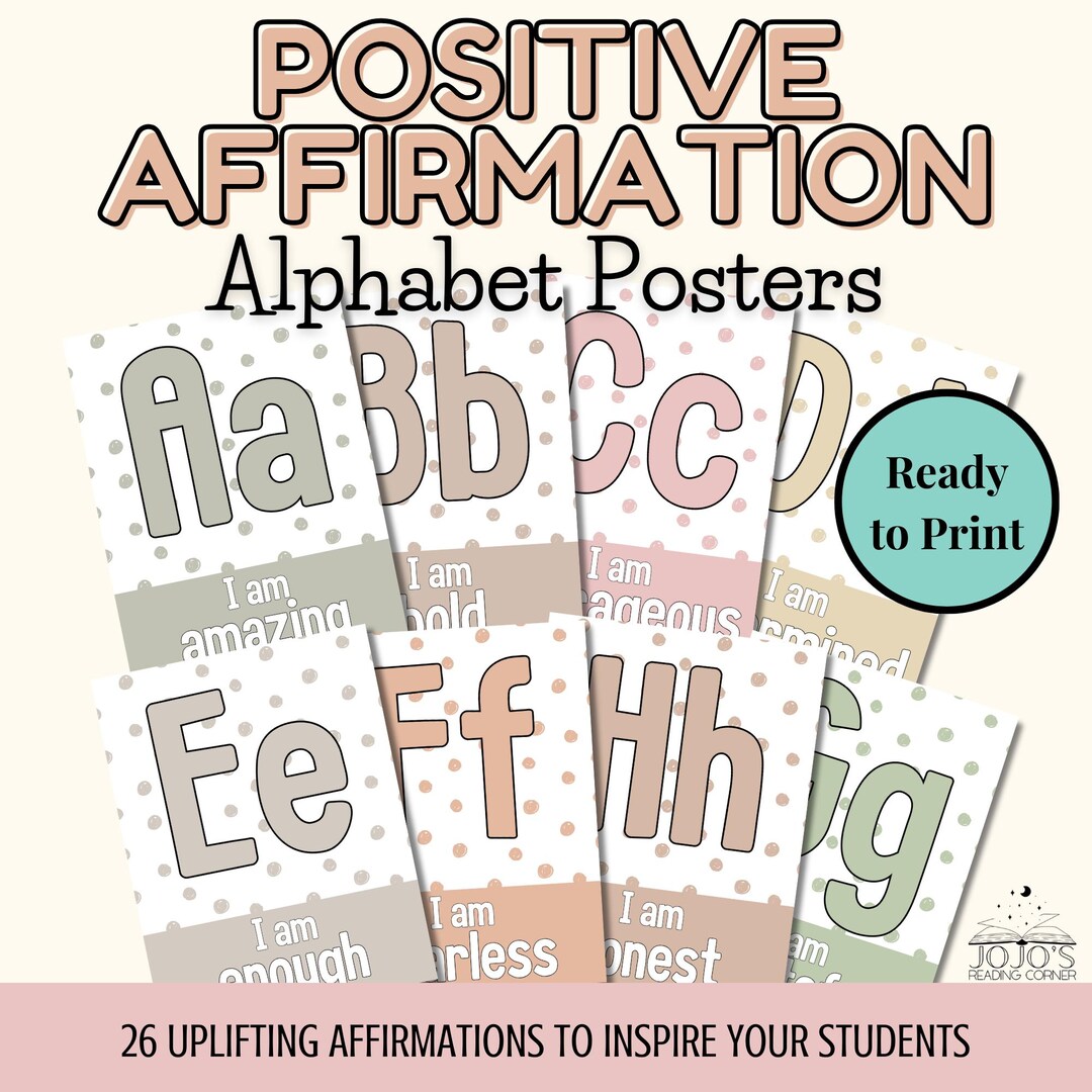 Positive Affirmations Alphabet Posters | Boho Classroom Posters ...