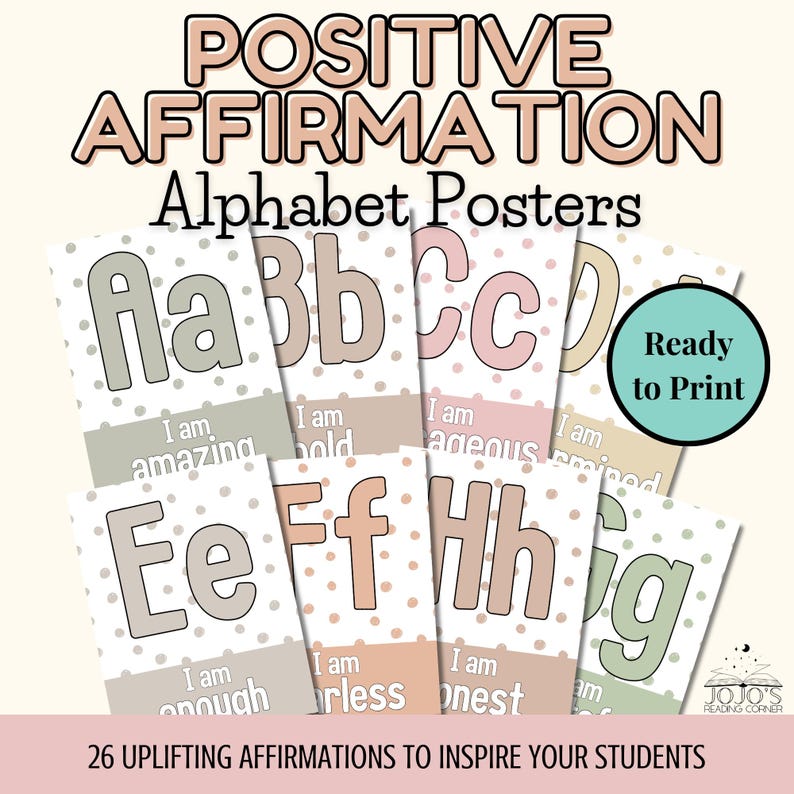 Positive Affirmations Alphabet Posters | Boho Classroom Posters ...