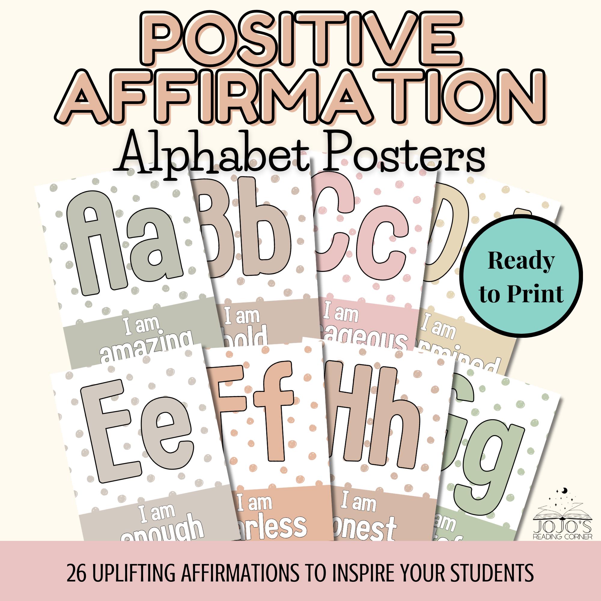 Positive Affirmations Alphabet Posters | Boho Classroom Posters ...