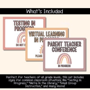 Printable Classroom Door Signs for Teachers | Boho Rainbow Printable ...