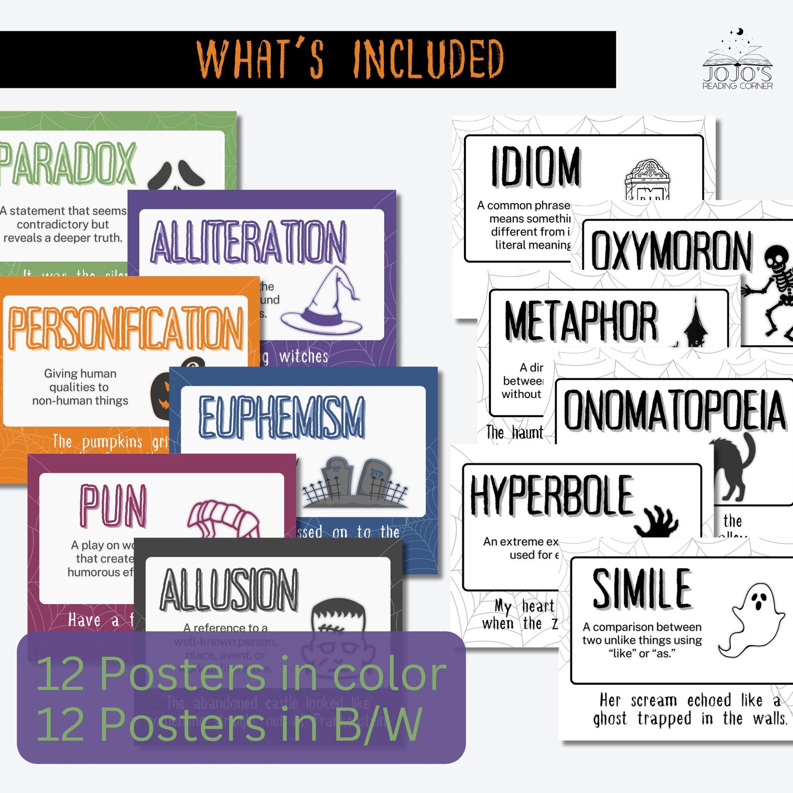 Halloween Figurative Language Posters | Spooky Literary Devices ...