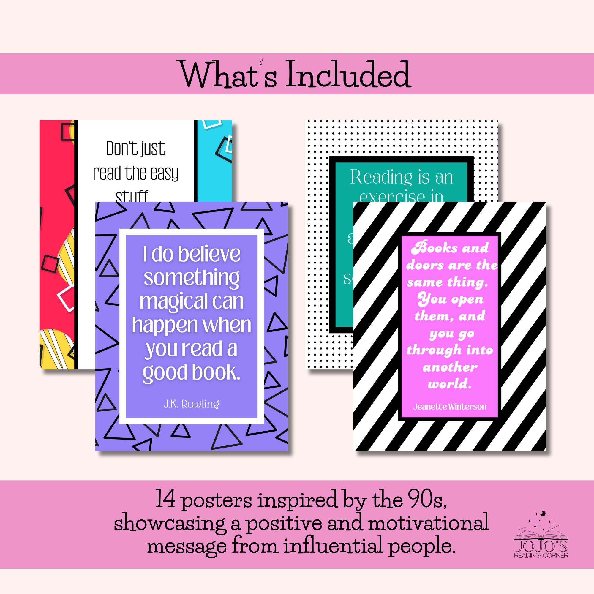 Retro 90s Motivational Classroom Posters Reading Classroom Decor ...