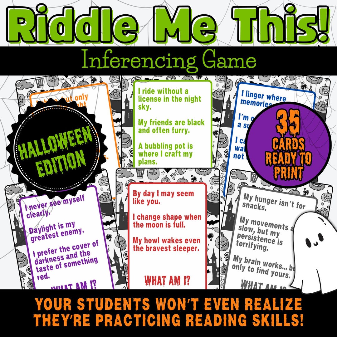 Halloween Inferencing Activity | Halloween Riddles for Kids | ELA ...