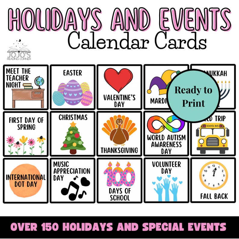 Pocket Chart Classroom Calendar Holidays and Special Events | Calendar ...