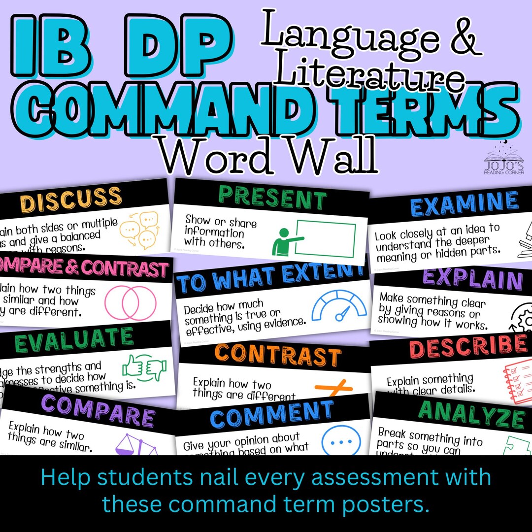 IB DP Language and Literature Command Terms | IB Dp Word Wall | Ib ...