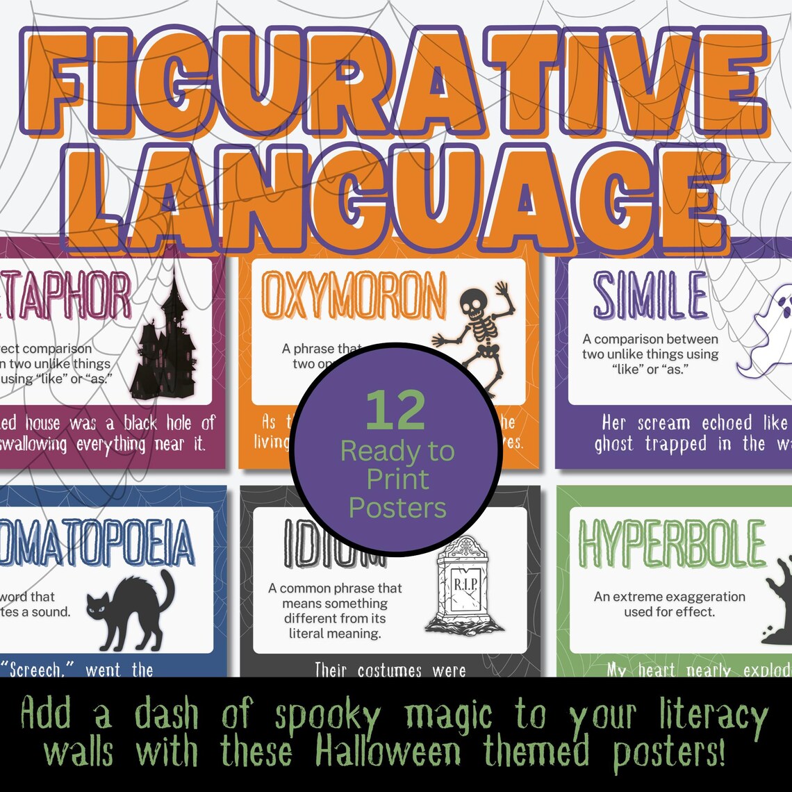 Halloween Figurative Language Posters | Spooky Literary Devices ...