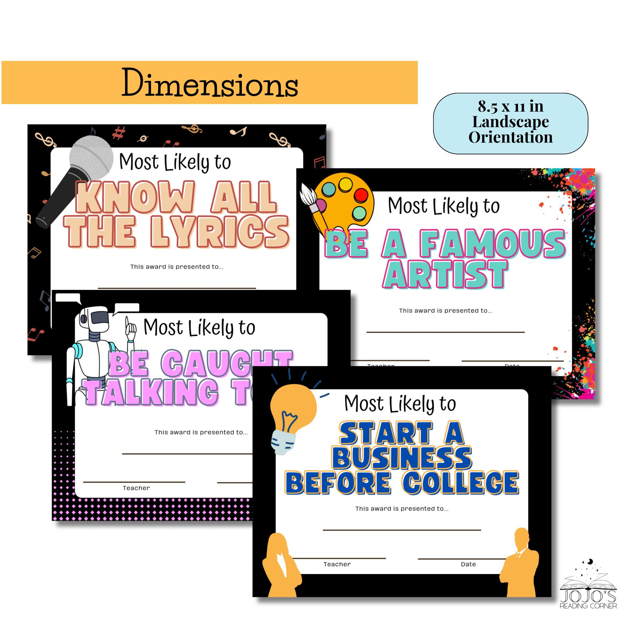 End of the Year Student Awards | Funny Award Certificates for Students ...