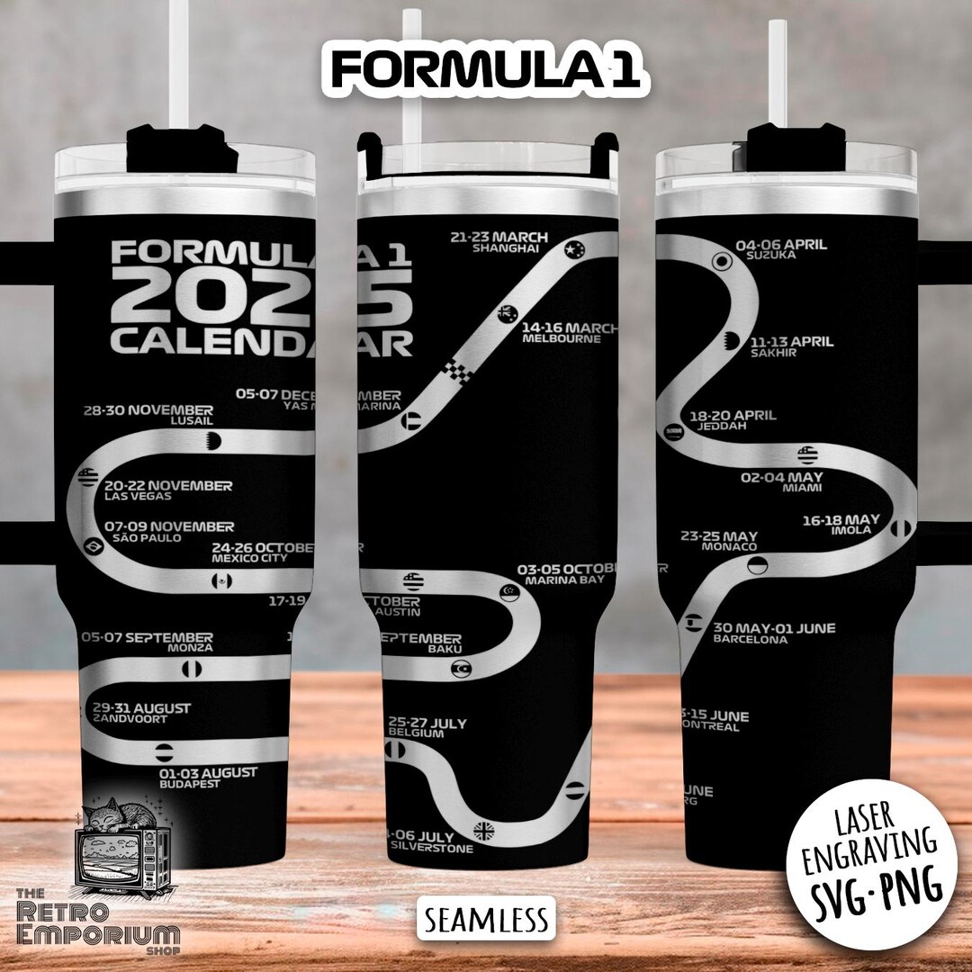 2025 Calendar Formula 1 40oz Tumbler Laser Engraving Wrap, Racing Cars ...