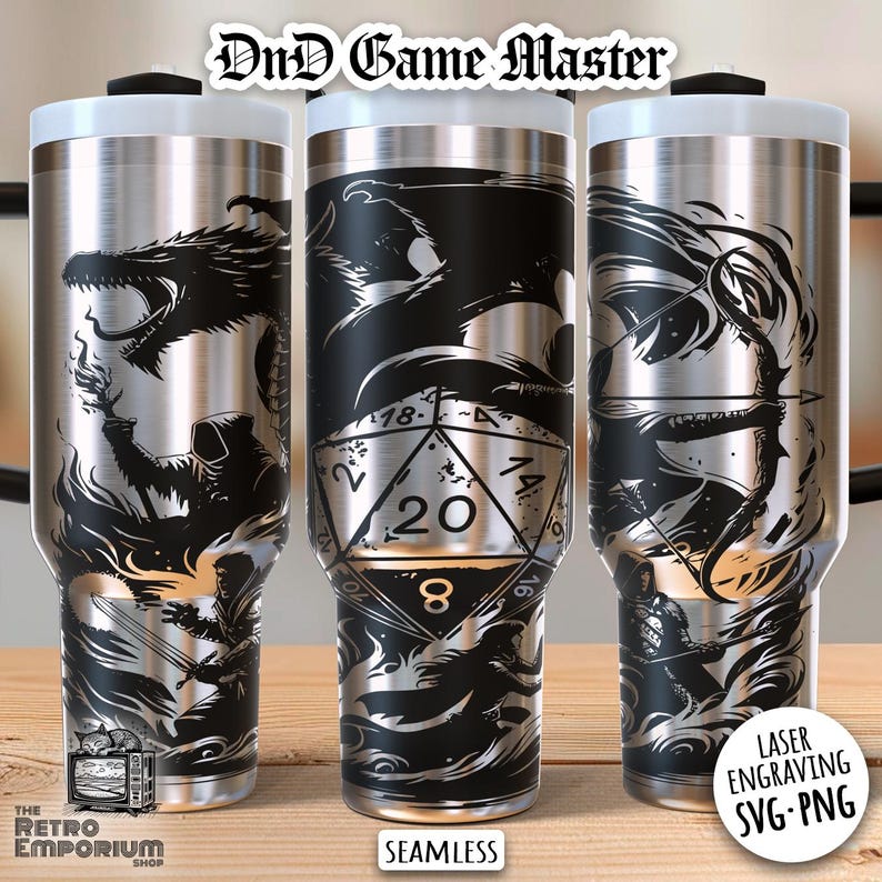 Roleplay Gaming 40oz Tumbler Laser Engraving Wrap, Dungeons and Dragons ...